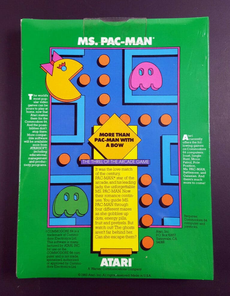 Ms. Pac-Man Atarisoft 1983 C64 Commodore 64 Factory Sealed NEW NOS MINT ...