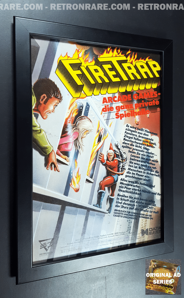 FireTrap Activision (Electric Dreams) 1987 C64 Original Old C64 Poster Ad Framed