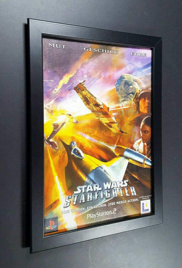 Original Star Wars: Starfighter PS2 PlayStation 2 Old Poster Ad Framed