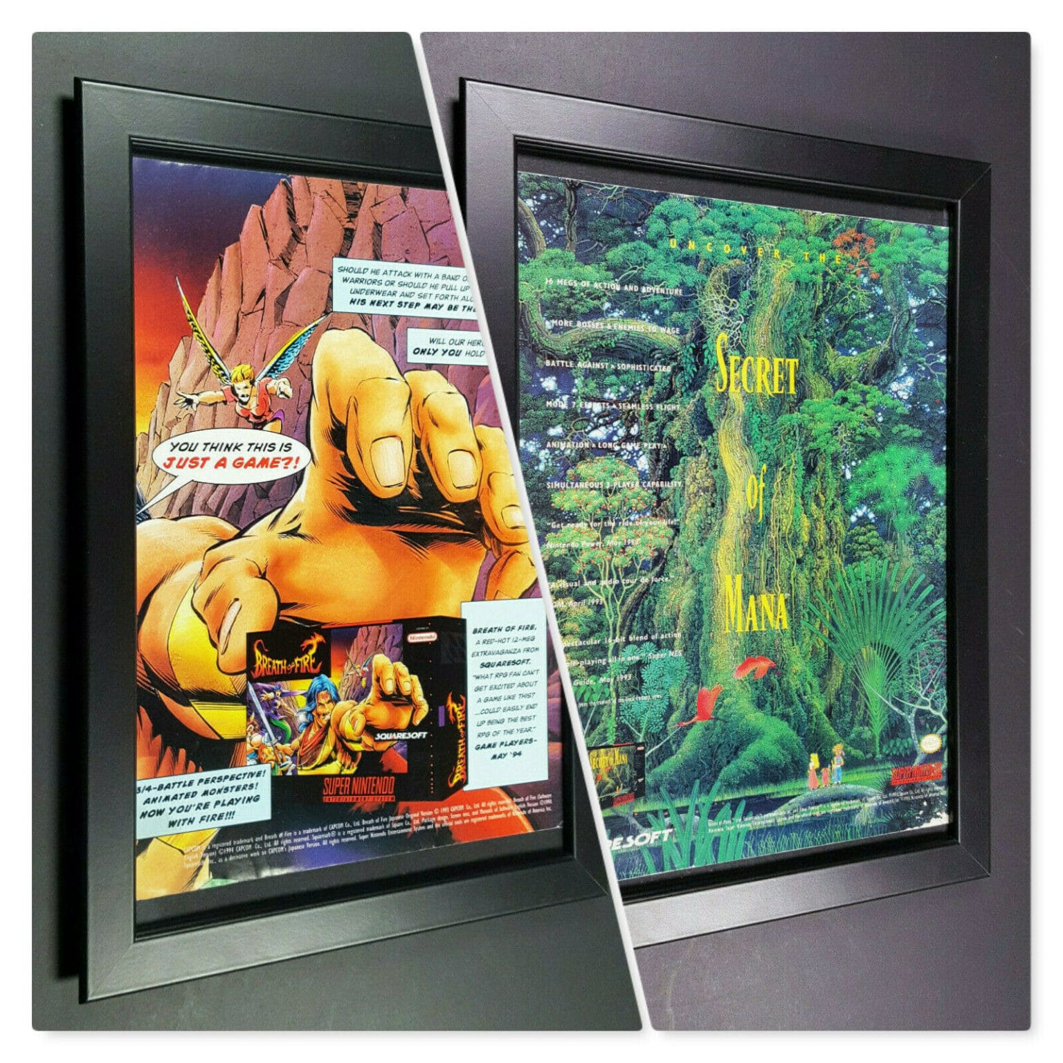 Secret of Mana / Breath of Fire Square 1993 Old Super Nintendo SNES ...