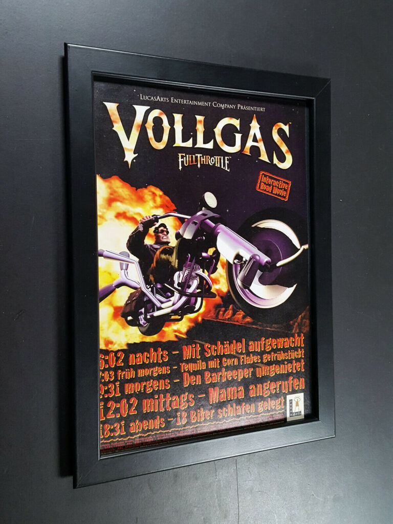 Full Throttle / LucasArts 1995 Old PC Original Retro Game Poster Framed ...